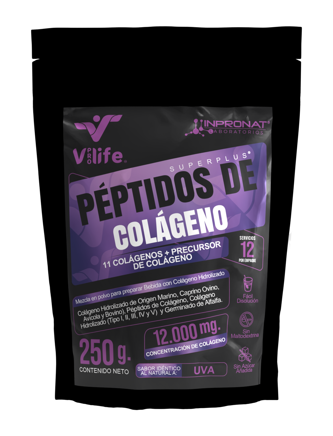 PÉPTIDOS DE COLÁGENO 12.000mg (Sabor COCO) CONTENIDO NETO 600g – Vprolife